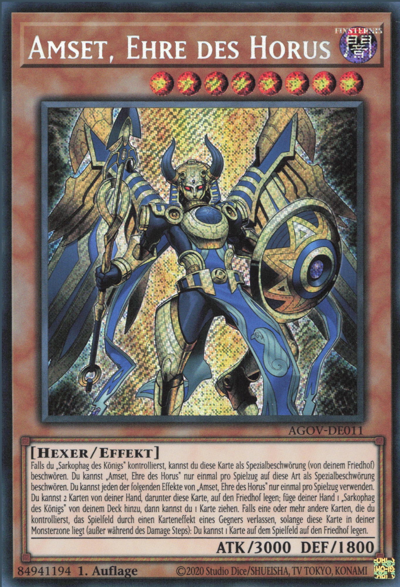 Yugioh Amset, Ehre des Horus (V.1) AGOV-DE011 Secret Rare Deutsch ...
