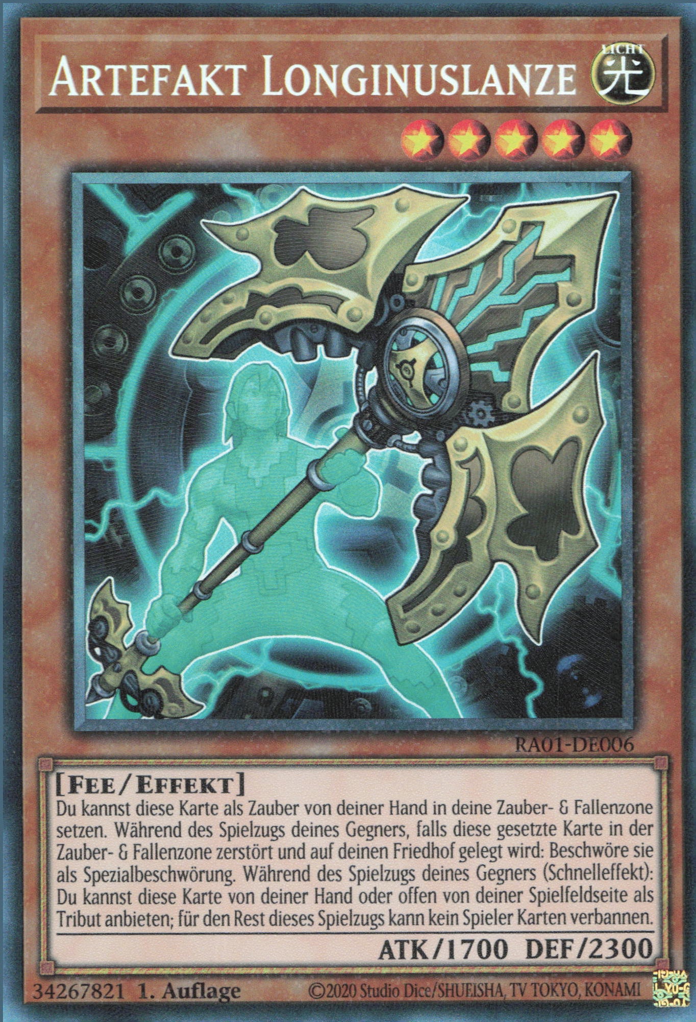 Yugioh Artefakt Longinuslanze (V.6) RA01-DE006 Collectors Rare Deutsch ...