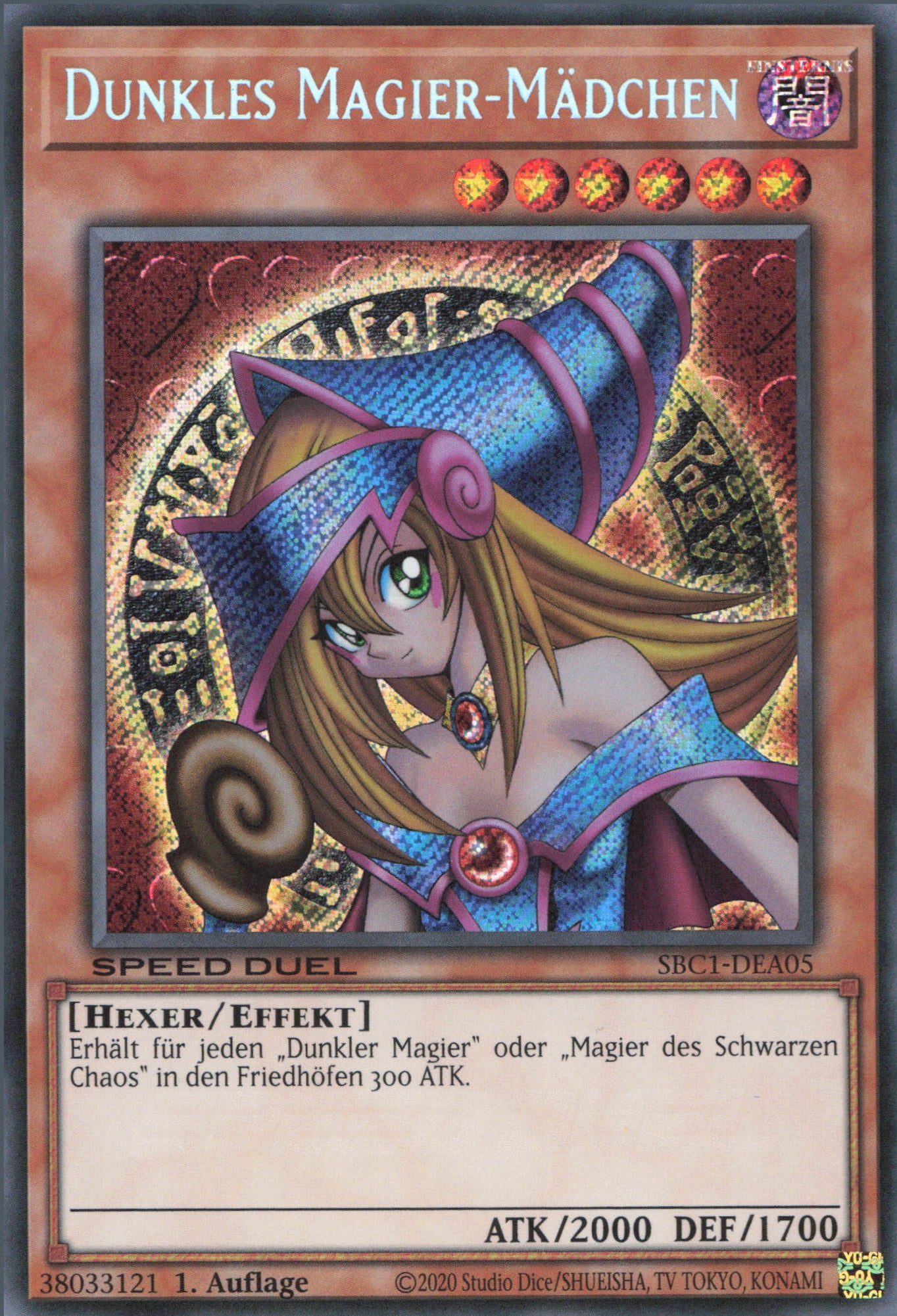 Yugioh Dunkles Magier-Mädchen (V.2) SBC1-DEA05 Secret Rare Deutsch ...