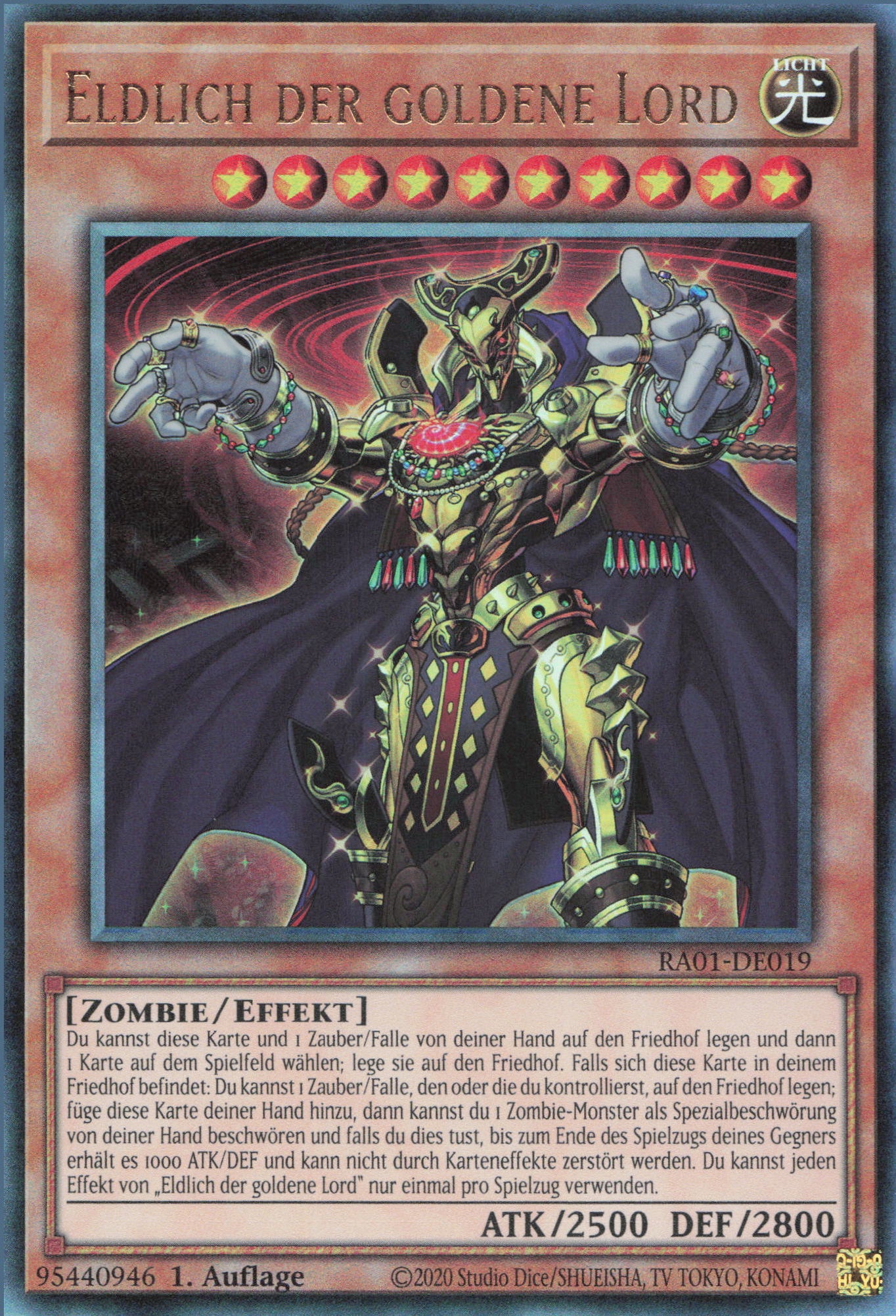 Yugioh Eldlich der goldene Lord (V.7) RA01-DE019 Ultimate Rare Deutsch ...