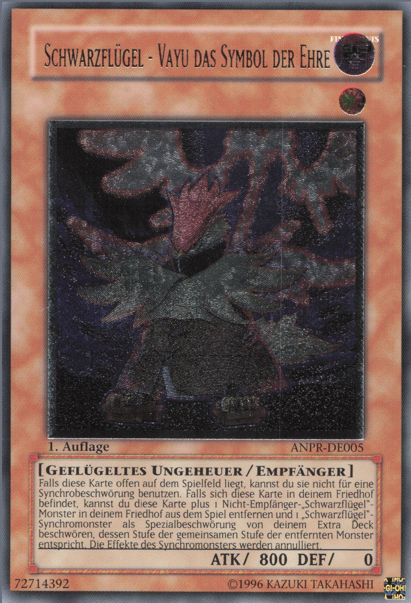 Yugioh Schwarzflügel - Vayu das Symbol der Ehre (V.2) ANPR-DE005 ...