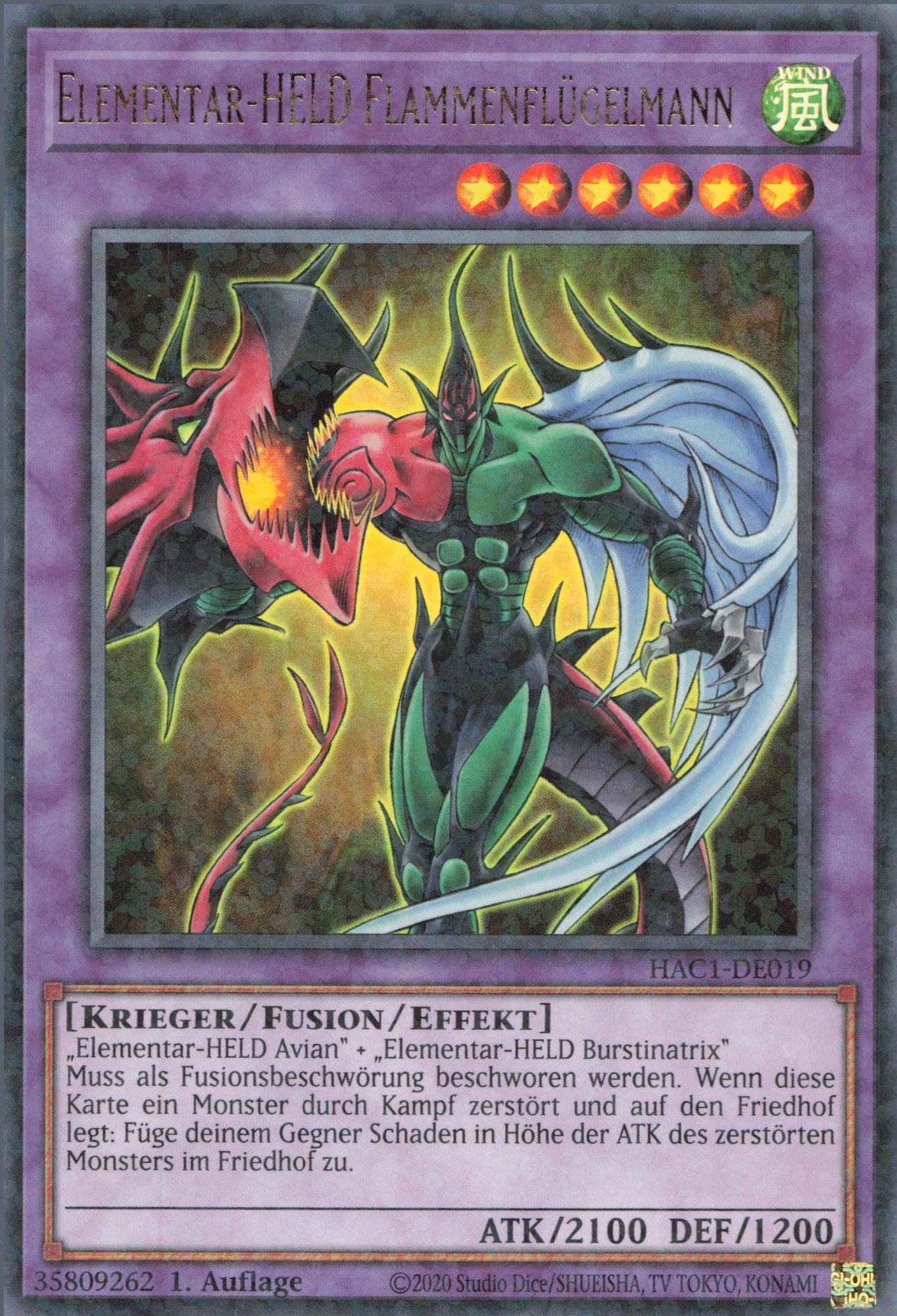Yugioh Elementar-HELD Flammenflügelmann HAC1-DE019 Ultra Parallel Rare Deutsch kaufen ...
